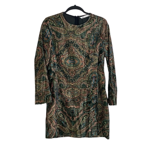 Zara | Dresses | Zara Paisley Velvet Dress | Poshmark